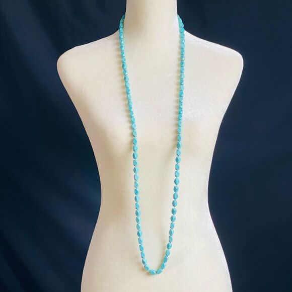Jewelry | Euc 48 1x8mm Chunky Blueturquoise Necklace Long Knotted ...